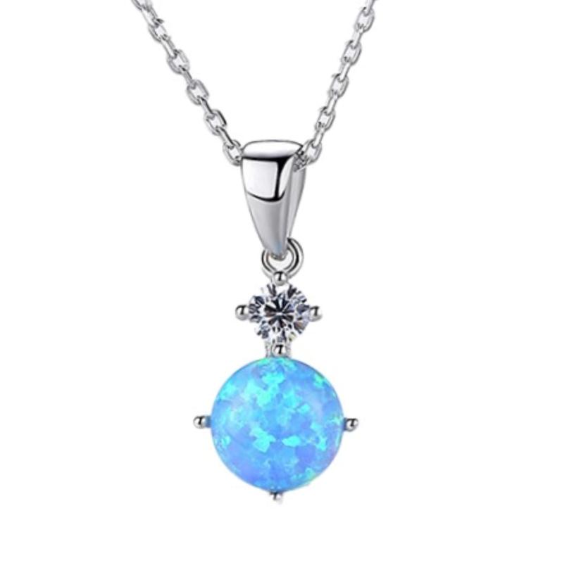 Bellitia Jewelry レディース オパール ネックレス ホワイト ブルー オパール 10月 誕生石 ペンダント プラチナメッキ シルバー925 チェーン長さ 40cm 5cm調整可能 女性デザインとは、「美しさ」や「使いやすさ」...