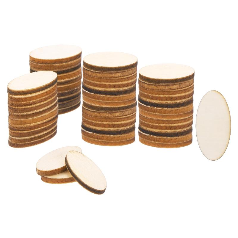PATIKIL Wood Pieces, Unfinished Oval Wood Shapes Blank Wooden Cutouts Ornaments Natural, for Christmas Party Craft Projects