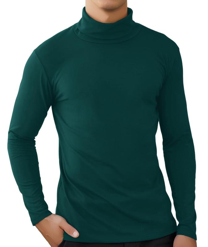 [COOFANDY] 長袖tシャツ メンズ 6.7オンス 薄い ロンT 棉混紡 柔らかい 長持ち タートルネック 暖かい 高いストレッチ UVカット 吸汗 カットソー 無地 下着 (S~3XL)