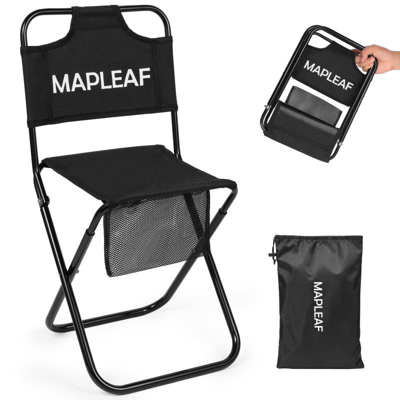 Mapleaf アウトドアチェア 折りたたみ椅子 背もたれ コンパクト 超軽量 耐荷重75kg 1秒収納 収納バッグ付き 持ち運び 携帯便利 釣り バーベキュー 登山 キャンプ ピクニック お花見【1秒で開く·収納】わずか1秒で組み立て・片...