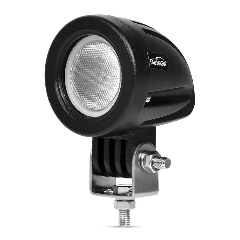 AutoGo LEDワークライト 10W LED作業灯 狭角タイプ 丸型 10-30VDC対応(12V/24V兼用） 新設計 防水・防塵・耐衝撃・長寿命 車外灯 オートバイ・機械・自動車・トラック用品 汎用作業灯