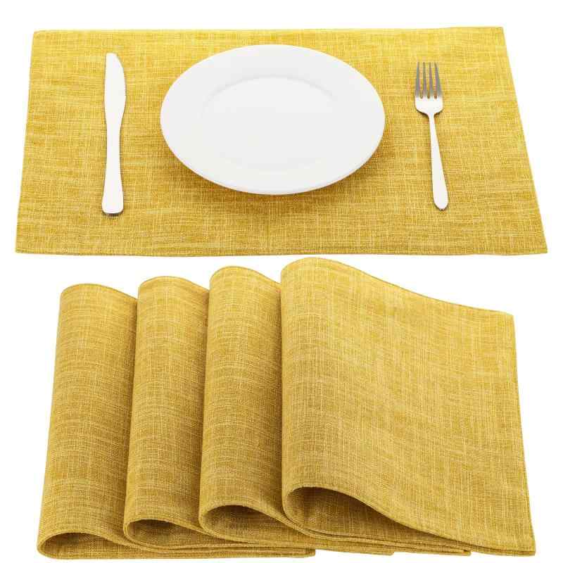 Senteria ランチョンマット布製 綿麻 マット 二層生地縫製 無地 和風 柔軟性 断熱 滑り止め お手入れ簡単 丸洗い キッチン 家庭用 レストラン用 4枚セット