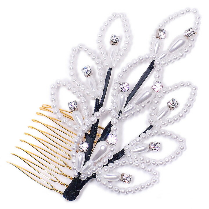 ◆サイズ 約10.5cm×約6.5cm パールビーズ：3mm ◆材質 パールビーズ　ラインストーン　金属　コーム ◆色 シルバー（コーム銀具はゴールド） ◆ご利用シーン 成人式、結婚式 入学式 卒業式 入園式 卒園式 お宮参り 七五三 パー...