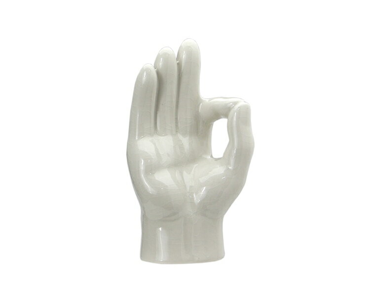 BRAND ：DETAIL NAME　：Porcelain Hand Objet “OK”　ポーセリン ハンド オブジェ "オーケー" 70年代によく見かけた木製ハンドオブジェを貫入入りの陶器にて製作。 オブジェとしては...
