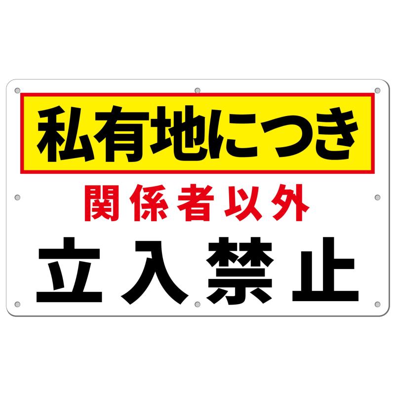 立ち入り禁止 立入り禁止看板「私有地につき 関係者以外 立入禁止」注意看板 340×210ミリ PP樹脂板 簡単にインストールでき パネル看板 プレート看板 高視認性 防水 屋外対応 (D-f6, 1ピース)サイズ：縦210×横340×厚さ...