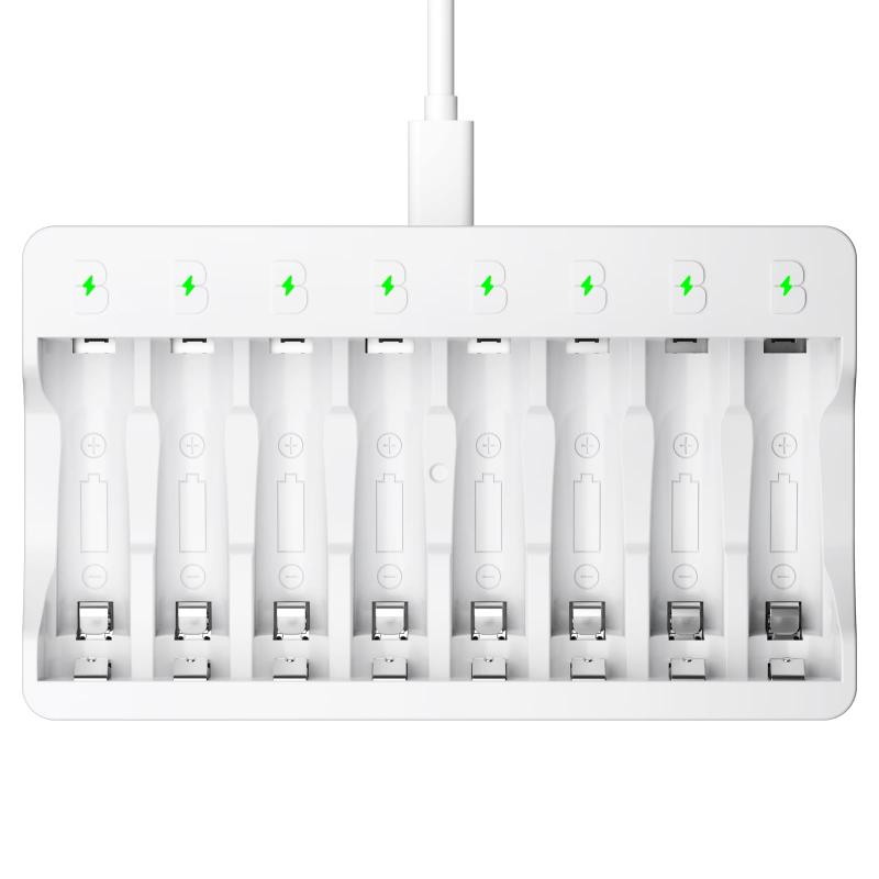 EBL 電池充電器 単3 単4 ニッケル水素/ニカド充電池に適用 USB-Cケーブル充電 電池の充電1-8本自由対応可能 電池じゅうでんき単体 ニッカド充電器「急速充電&amp;仕様」入力：DC 5V / 2A 出力：DC 1.2V 単三1...