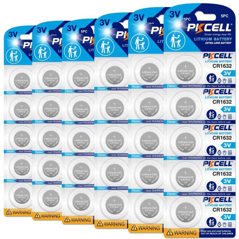 PKCELL CR1632 リチウムボタン 電池 3V 1632 コイン形電池 30個 ブリスター パッケージ包装：5個パック × 6シート（お買い得の数）寸法：約ф16.0*厚さ3.2mm　重量：1.3g（1PC）安全性：Hg/Cd/Pd...