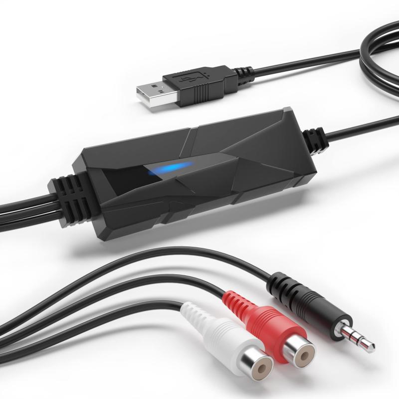 DriverGenius AudioXfer シリーズ USBオーディオキャプチャー – カセット・レコード・MD録音対応 3.5mm/RCA接続｜PC・Mac・Linux対応（AV202-B）USBオーディオキャプチャー(AV202-B)...