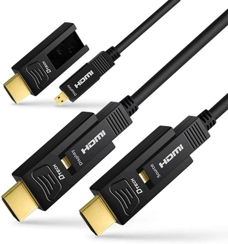 DTECH 配管用 着脱式 HDMI光ケーブル 15m HDMI タイプA ＋タイプD【4K HDR・4K 60P(4:4:4)対応、より現実に近い映像を再現】18Gbpsの帯域を確保し、4K 60Pや、4K映像を高ダイナミックレンジで扱う...
