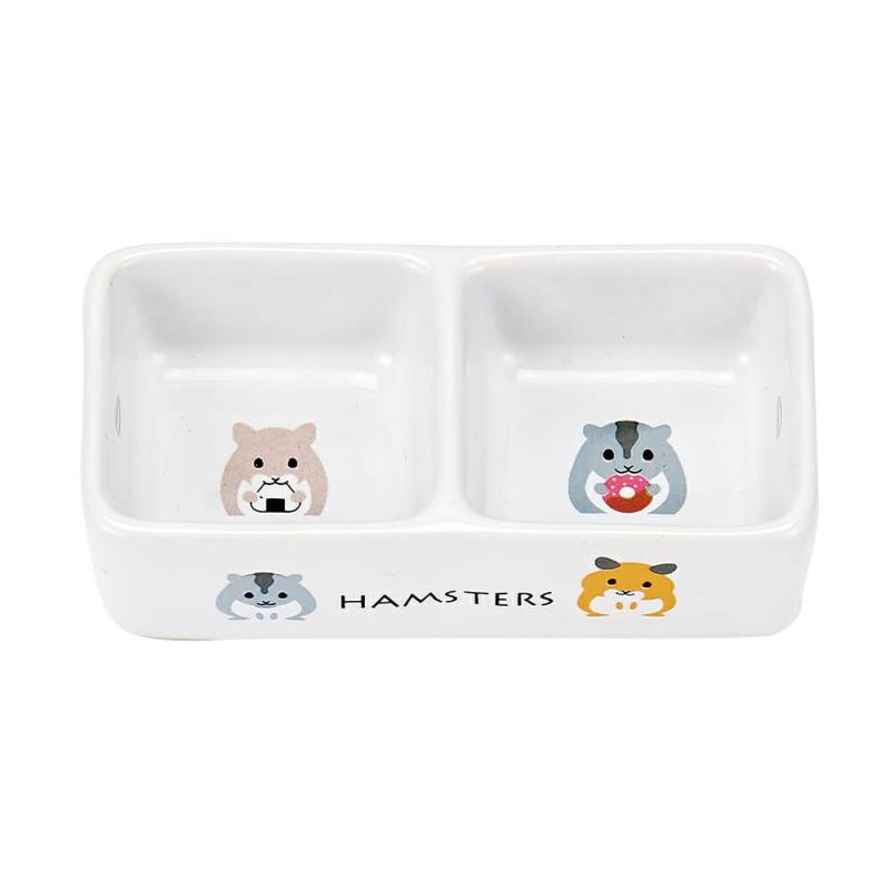 ミニマルランド ハムちゃんのダブル食器本体サイズ (幅X奥行X高さ) :6×10×3cm本体重量:0.12kg