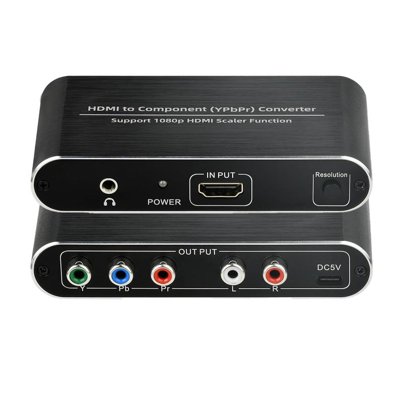 HDMI to コンポーネント コンバーター HDMI-YPbPr 5RCA RGBスケーラーアダプター R/Lオーディオ出力サポート V1.4、MacBook TV、Blu-ray DVD、PS4 DVD、PSP、Xbox 360、 Fi...