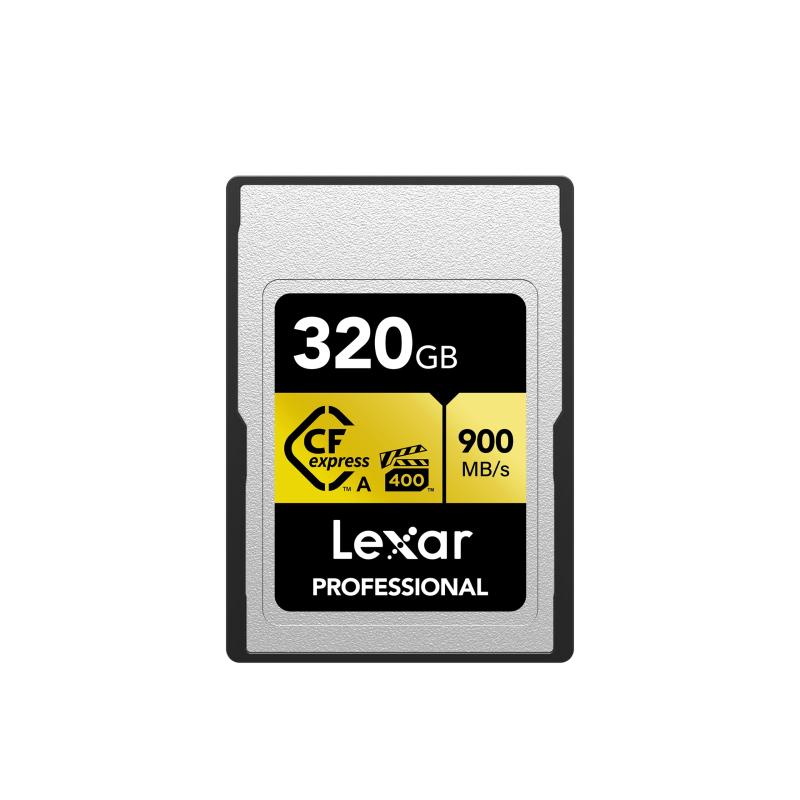 Lexar 320GB プロフェッショナル CFexpress Type A GOLDシリーズメモリーカード、最大900MB/秒の読み取り、シネマ品質の8Kビデオ、定格VPG 400 (LCAGOLD320G-RNENG)最大900MB/秒...