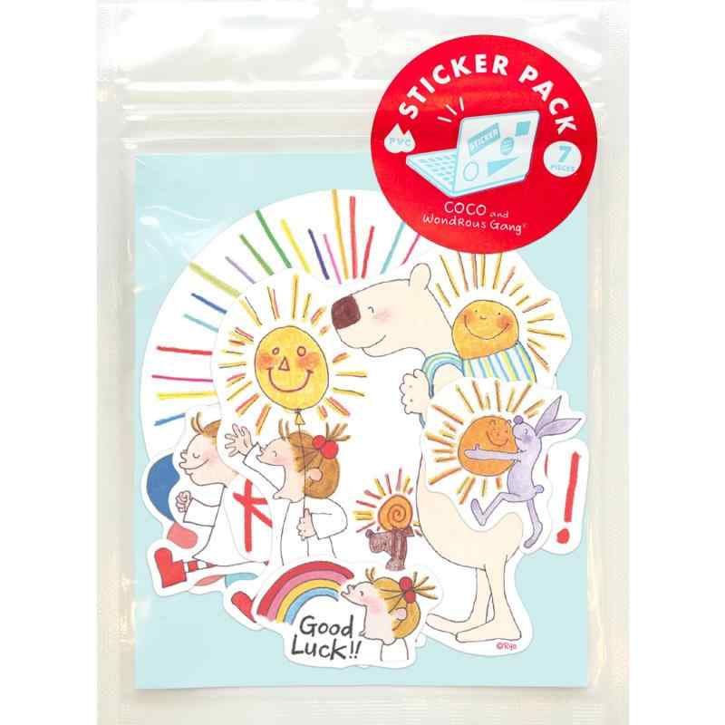 ココちゃん グリーティングライフ ステッカー パック レインボー RYCK-1001 ブルー1つでデコレーションが完成かわいい耐水性ステッカーパック全て絵柄の異なる7枚入りPVC製（防水）保管袋として使えるZIP付きパッケージ入りパッケージ...