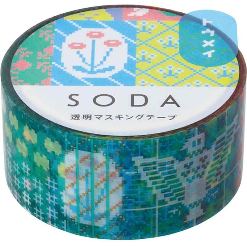 キングジム マスキングテープ SODA 透明 幅20mm レトロ CMT20-015貼ってはがせる透明フィルムのマスキングテープ幅広いデコレーションに活用できます【テープ幅】20mm 【テープの長さ】4m【柄】レトロ 【材質】PET素材
