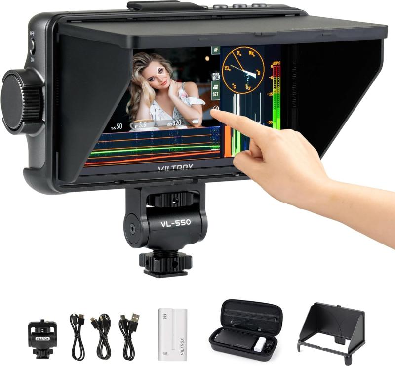 VILTROX 5.5インチ 1200nits 10bit HDMI フィールドモニター タッチスクリーン カメラ モニター 3D LUT サポート ビデオ フィールド モニター カメラ 外部モニター 4K RGB パレード ヒストグラム ...