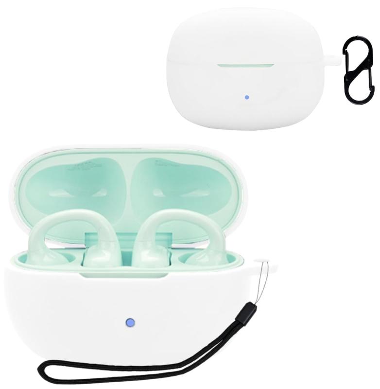 For Edifier Comfo Q ケース カバー【JYJIEJIE】ワイヤレス イヤーホン 用 ケース シリコン 着装まま充電可能 旅行 保護カバー キズ防止 耐衝撃 防水 收納 全面保護 充電便利 防震 軽量小型(ホワイト【対応機種...