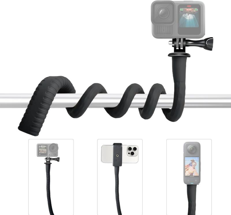 Firrazle フレキシブルアームスタンド アクションカメラ 棒 自撮り棒 360度回転DJl Action 3 insta360 X5などに対応📷【多機能スタンド】このアクションカメラ 棒はスポーツカメラのスタンドとして...