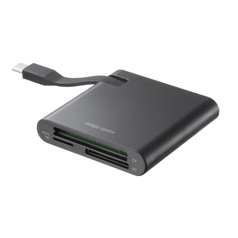 サンワサプライ SD4.0 UHS-II 対応 Type-C カードリーダー ADR-3TCML41BKSD4.0カードに対応したSD/microSDカードスロット（UHS-II対応）を搭載し、高速のデータ転送が可能です。SDスロットとmi...