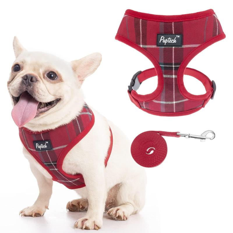 PUPTECK 犬 ハーネス リード セット 犬用 胴輪 はーねす 調節可能 着脱簡単 軽量 メッシュ 通気性 快適 ソフト 反射材付き 引っ張り防止 抜けない 喉に優しい 耐久性 散歩 安全 しつけ用 老犬介🐶【サイズ】：...