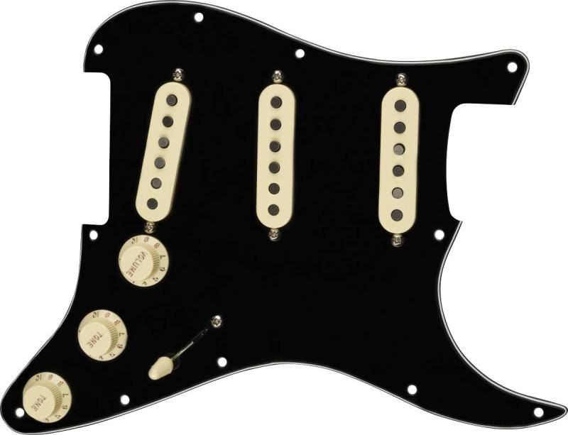 Fender ギターパーツ Pre-Wired Strat Pickguard, Tex-Mex SSS, Black 11 Hole PGTex-Mex Pickups SSSBlack 11 Hole
