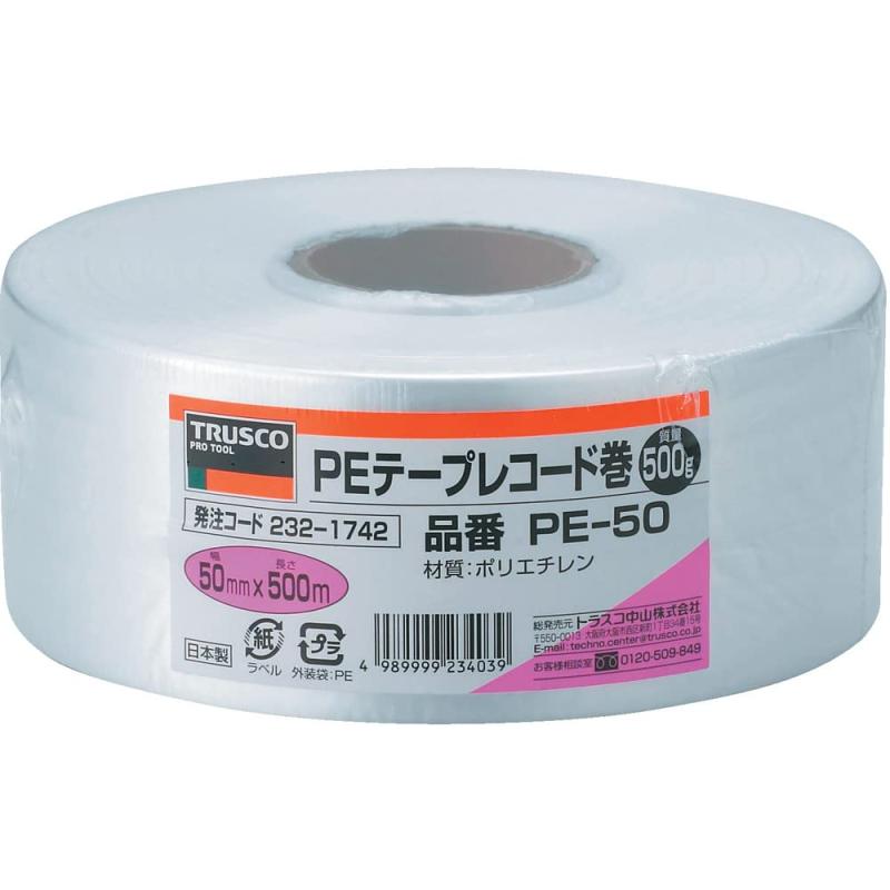 TRUSCO(トラスコ) PEテープ 50mm×500m 白 PE-50色:白標準幅(mm):50長さ(m):500製造国:日本質量(g):500