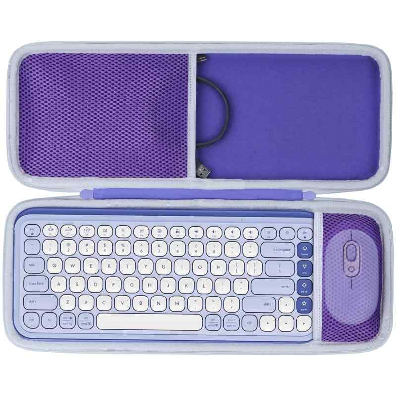 Lebakortマウスキーボードの組み合わせケースと互換性のあるLogicoolロジクール POP ICON KEYS K680GR K680OW ワイヤレスキーボード + POP MOUSE M370 ワイヤレスマウス(パープル ケース）...