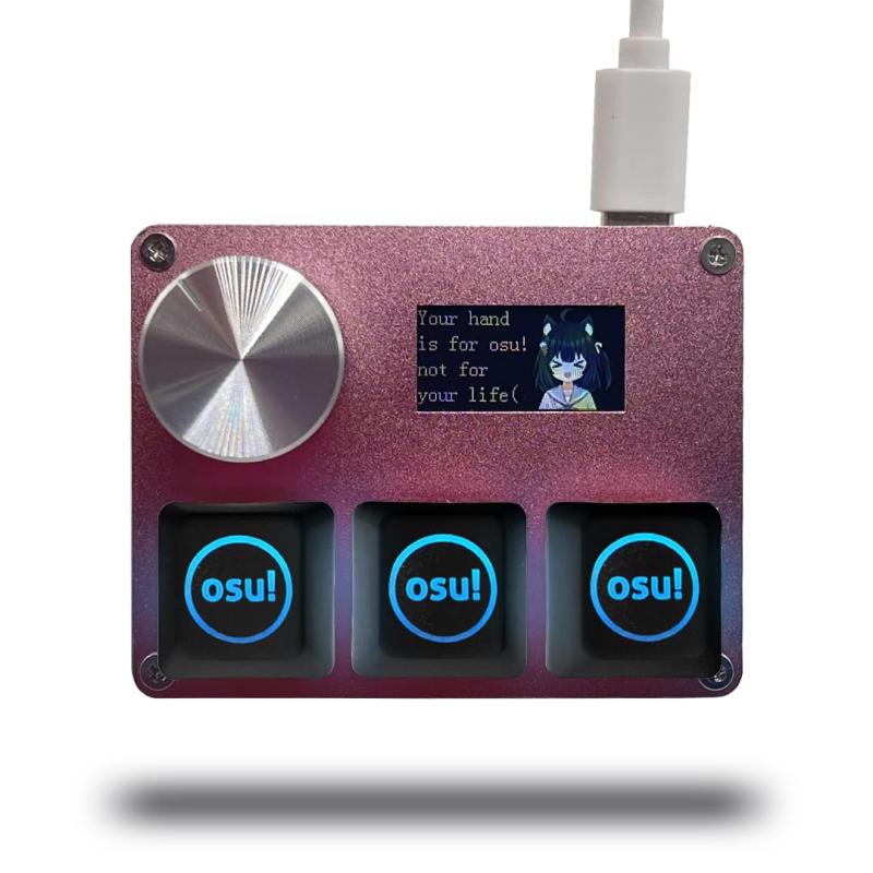 BTXETUEL SayoDevice O3C OSU キーボード ラピッドトリガー ホールスイッチ 磁気リニアスイッチ キーボード ノブとスクリーン付き コピーペースト ショットカット マクロ ホットスワップ ミニキー【O3C OSU S...
