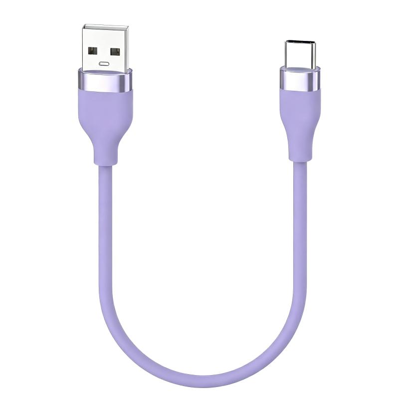 USB Type C ケーブル 0.25m 1本セット 短い SLEIJAOOE 絡まないケーブル シリコン素材採用 66W 急速充電 USB-A to USB-C 高耐久 断線防止 USB2.0 データ転送 スマホ/タブレット/ゲーム機 ...