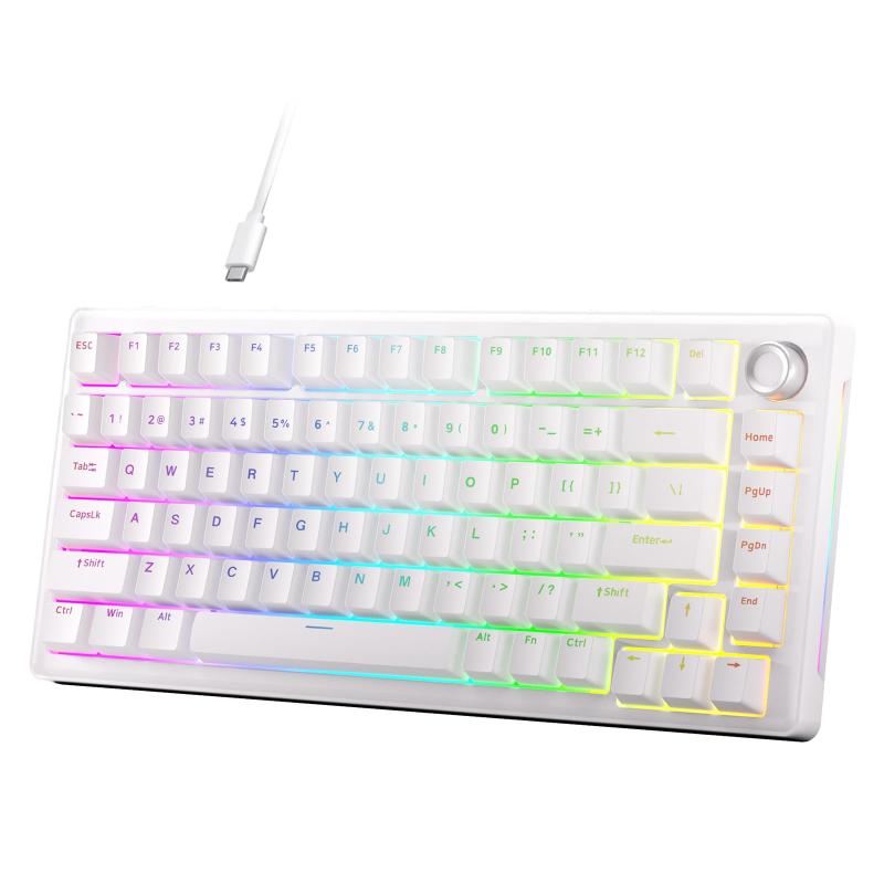 DIERYA DK81E ゲーミングキーボード ガスケットマウント構造｜メカニカルキーボード 有線 ボリュームノブ搭載｜RGBバックライト｜ホットスワップ対応クリームスイッチ｜ゲーミングキーボーガスケットマウント構造：高級感のある打鍵感と優...