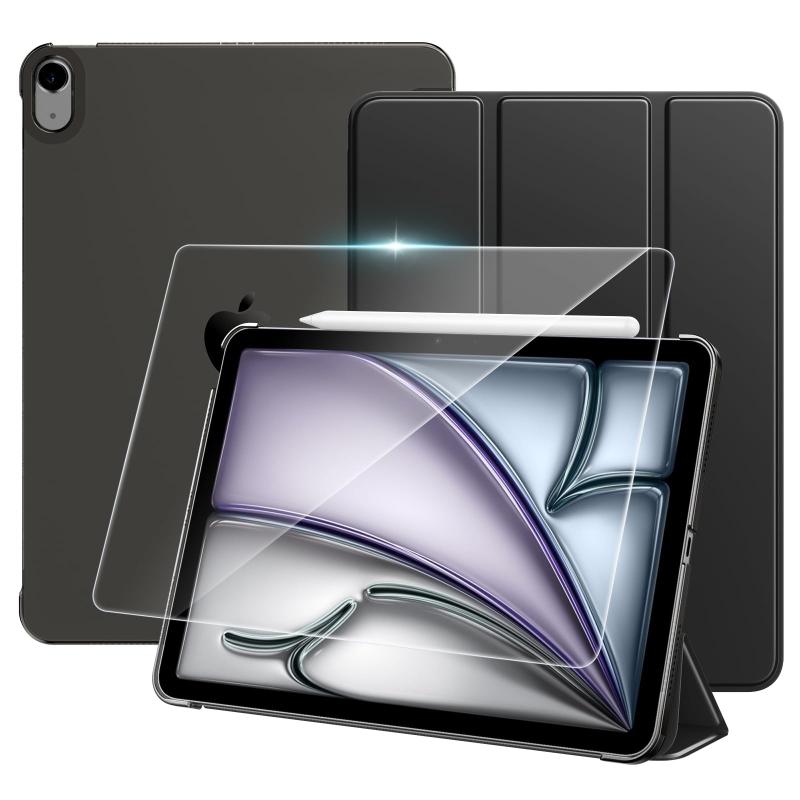 TiMOVO iPad Air 11インチ 【ケース1個+ガラスフィルム1枚セット】 (M4/M3/M2、2026/2025/2024) iPad Air 第5/4世代 (2022/2020) 10.9インチ カバー PCバック 色付き半透...