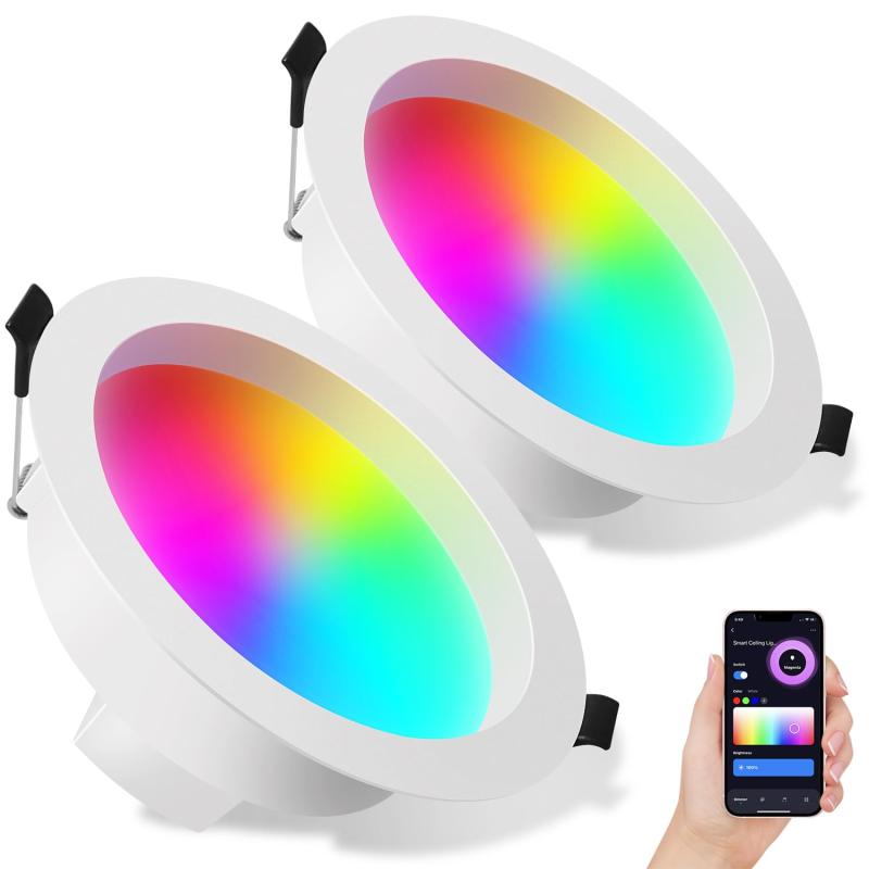 Ledoversea RGBW 1600万色 LEDダウンライト スマート 埋め込み式天井灯省エネ 2700-6500K Google Tuya Bluetooth アレクサ対応 コントロール スマホコント 音声制御 グループ制御