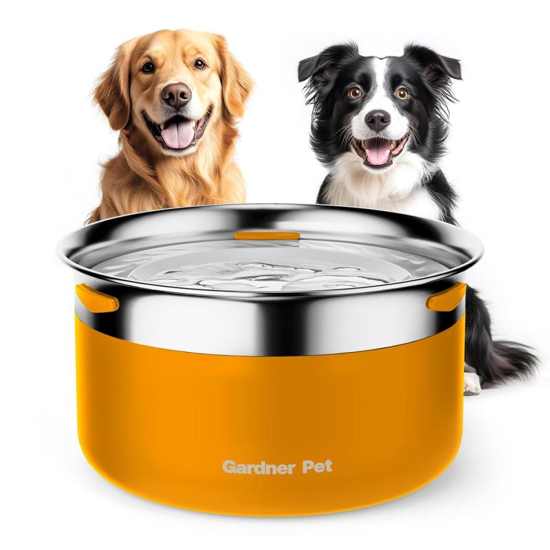 Gardner Pet 犬 水飲み器 3.85L 大容量【濾過機能＋水こぼれ防止】ステンレス製 滑り止め コーヒーマシン級フィルター付き 交換不要 浮遊ディスク 犬用自動給水器プラス設計 犬用スローボウル 【水はね防止＋濾過機能付き】浮遊デ...
