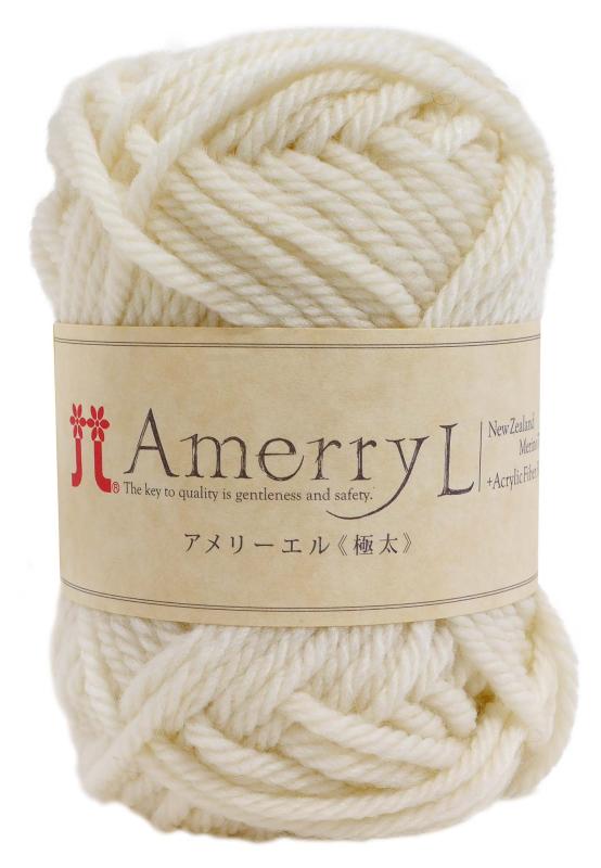 ハマナカ アメリー エル 毛糸 極太 Col.101 ホワイト 系 40g 約50m 2414品番：2414太さ：極太仕立：40g 約50m色・柄：Col.101 ホワイト 系素材：ウール(ニュージーランドメリノウール使用)70%、アクリル30%