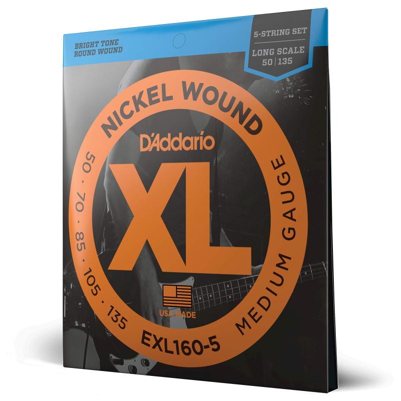 D'Addario EXL160-5 Long Scale 5-strings 5弦用ベース弦[.050 .070 .085 .105 .135]