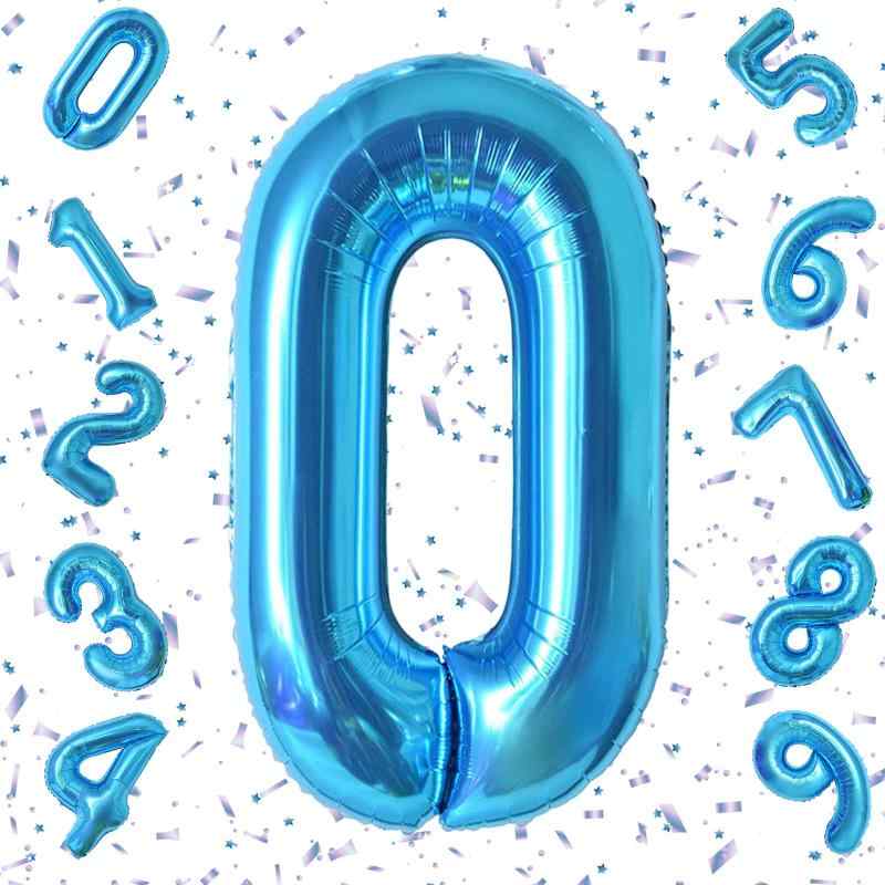 Exgox 数字バルーン ブルー アルミ風船 誕生日 40インチ ナンバー0 ハッピーバースデー 飾り付け 男の子 女の子 ギフト 記念日 お祝い パーティー 結婚式 披露宴【セット内容】：数字バルーン*1（ストロー付き）。カラー：ブルー。...