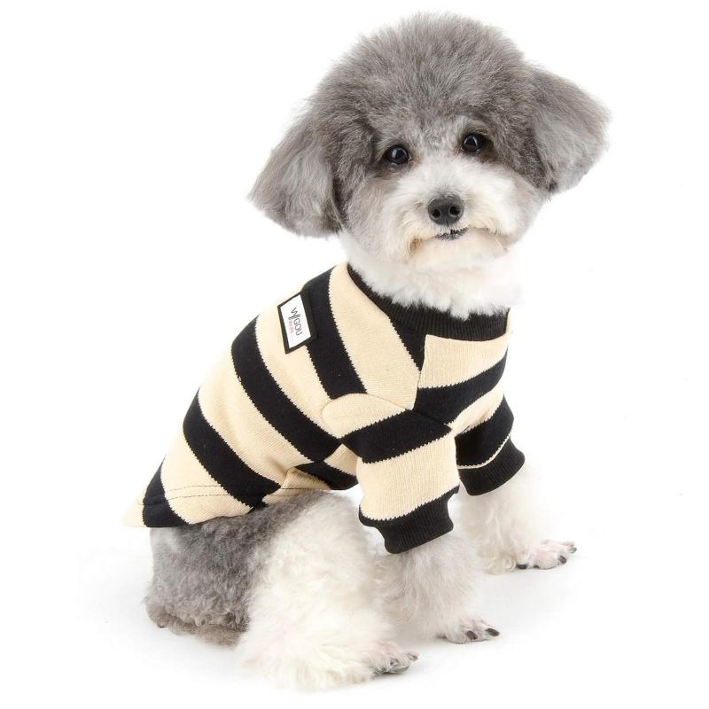 ZUNEA 犬服 秋冬 ニット セーター 小型犬 おしゃれ かわいい ストライプ コート ジャケット 暖かい 防寒 綿服 冬服 あたたかい tシャツ ペット 猫用 トイプードル チワワ ドッグウェア 洋服 おサイズ S: 首周り: 23cm...