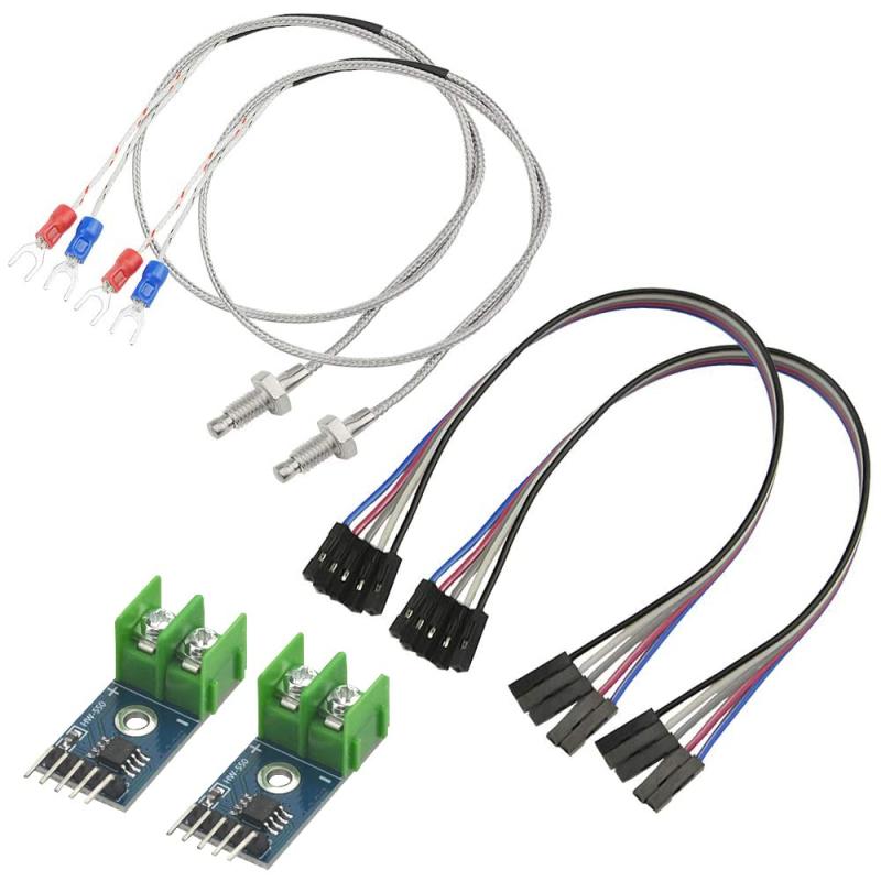 WMYCONGCONG 2個 DC 3-5V MAX6675モジュール + Kタイプ熱電対温度熱電対センサー ケーブルコード付き Arduinoに対応MAX6675は、冷接点補償、線形補正、および熱電対切断検出を備えた12ビット分解能のシリ...