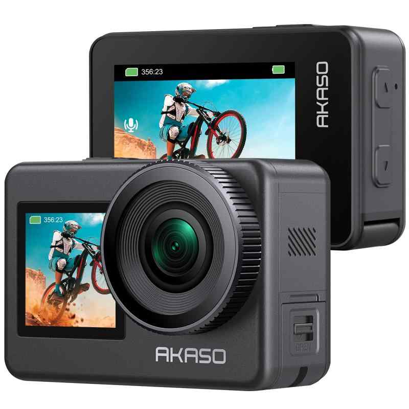 AKASO Brave7 アクションカメラ4K60fps 20MP IPX8本機防水10M 水中カメラ 6軸手ぶれ補正 音声制御機能 外部マイク対応 アクションカム スポーツ 縦向き撮影 (アップグレード版)【アップグレード版のリアル4K6...