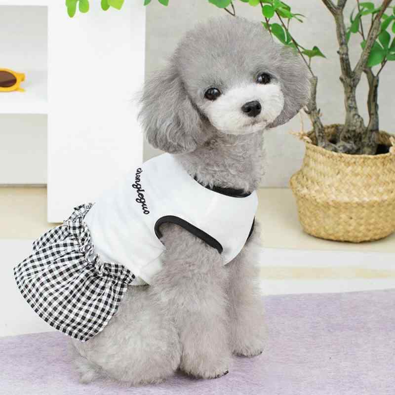 サムコス 犬服 ワンピース ペット服 犬猫洋服 チェック柄 蝶結び 袖なし 春夏秋 犬の服 お姫様 レース ドレス スカート 可愛いワンピース 人気 ファッション 小型犬 中型犬 猫 (XS, ホワイト)【サイズ】xS:胸周り：32cm 背...