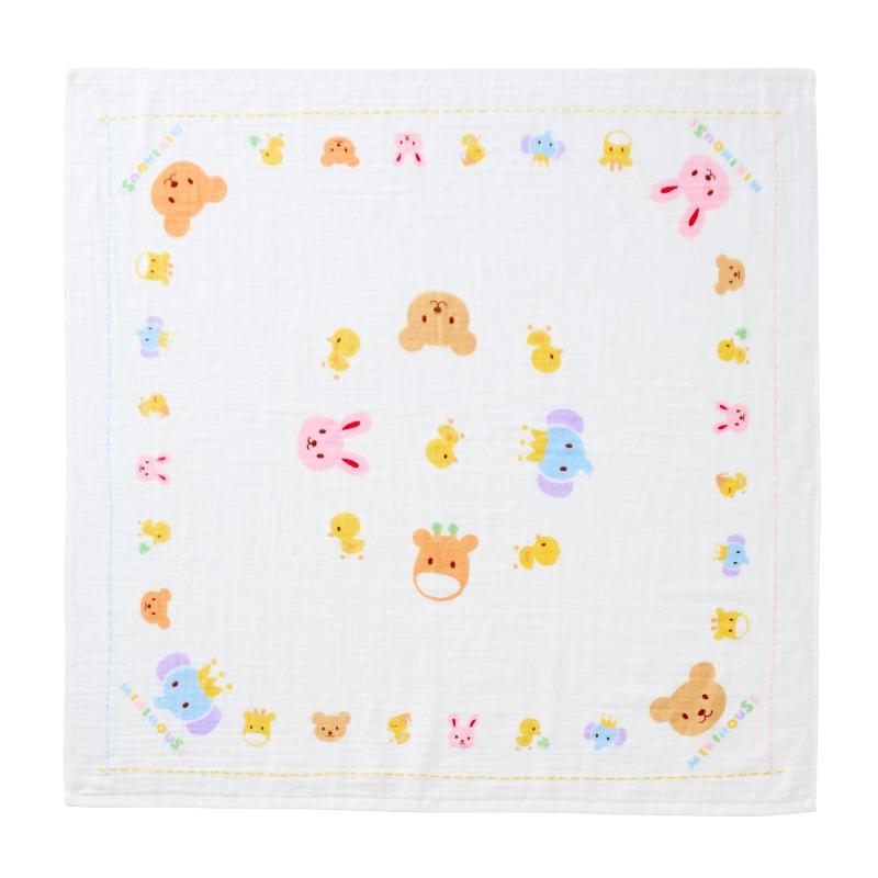 【 ミキハウス 】 ガーゼバスタオル バスタオル 沐浴 お風呂 綿100％ 日本製 90×90cm 出産準備 男の子 女の子 ベビー キッズ 赤ちゃん ベビー服 出産祝い ギフト 46-8341-383 白ガーゼパイルプリント綿100％日本...