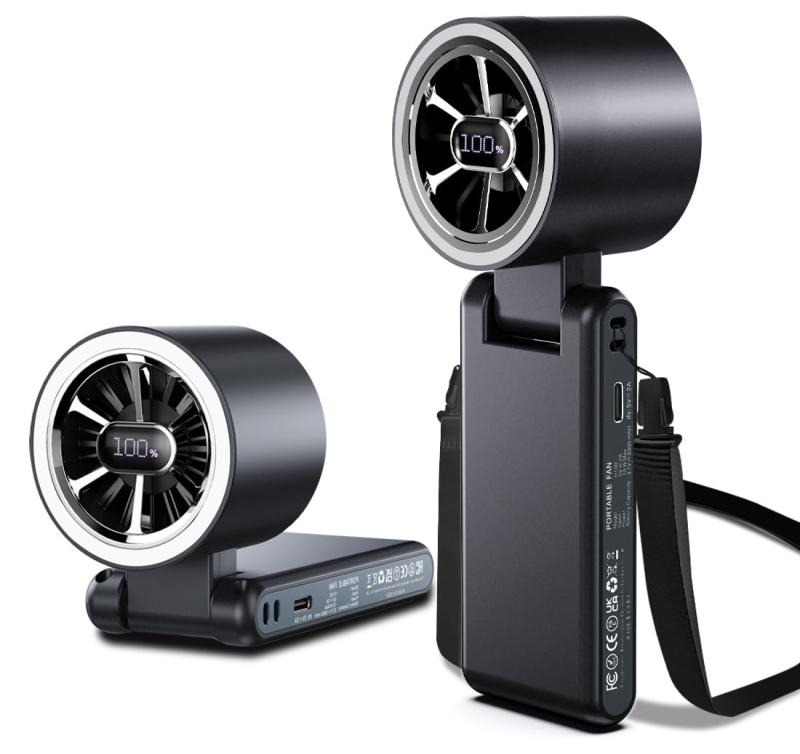 5000mAh 携帯型ハンドファン 最大22時間連続使用可能 折り畳み式ポケットサイズ(約0.35ポンド) 5段階風量調節 ムードライト付き 首掛け/腰掛け/卓上/手持ちの4WAY使い方 旅行/フェス/贈り物に最【4WAYマルチ機能】 あら...