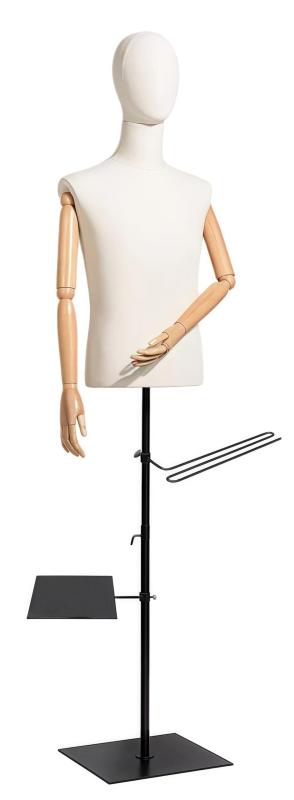 EastEamily トルソー 男性 マネキン 上半身 高さ調整可能140-190cm 肩幅45cm B96*W82*H94cm ズボンのラック 靴ラック 木製の手 取り外し可能なヘッドとアーム付き 軽量 マネキン メンズ 可動 頭 手 店...