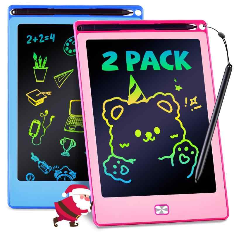 POPERFUN 2枚 電子メモパッド 高輝度 電池交換可能 お絵描きボード ロック機能付き ワンタッチ消去 おもちゃ ブギーボード 知育玩具 女の子 男の子 大人 プレゼント 子供 1 2 3 4 5 6歳【ワンタッチクリア＆ロック機能】...