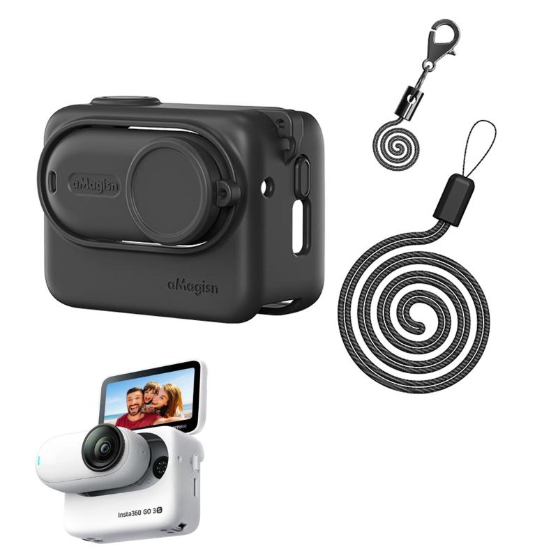 TOMGDRACOinsta360 go3s保護フレーム 保護ケース insta360 go 3S カバー インスタ360go 3S用カバー インスタ360go3S ケース insta360 go3S ケース 全面保護 ネックロープとホスト...