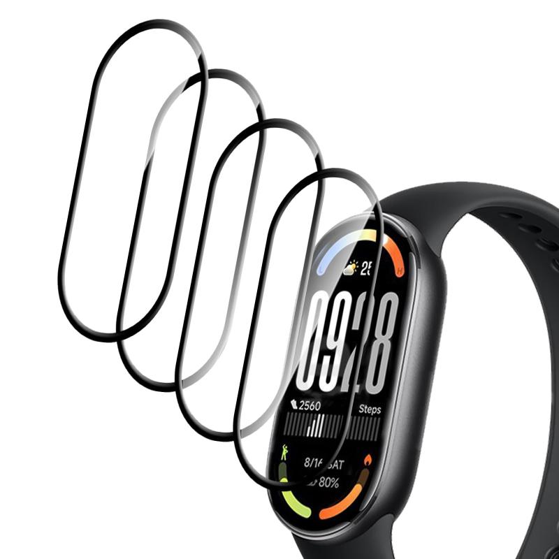 【4枚入り】For Xiaomi Smart Band 10 フィルム Xiaomi スマートバンド10 対応 保護フィルム PMMA素材採用 Greerass 全面保護 衝撃吸収 透過率99％ 軽量 高タッチ感 超薄 弾力性 柔軟性 気泡...