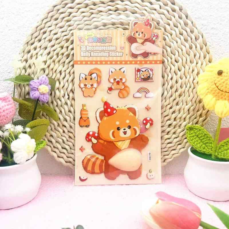 LQHZC リトルベアシール 3D 柔らかいお腹 ぷにぷにシール かわいい 3D もっちりスクイーズ ステッカー シー ル帳 デコレーション 携帯電話飾り用 手帳用 日記帳用 车用 手芸用品【3D立体構造×ぷにぷく動作で癒し体験】この愛らし...
