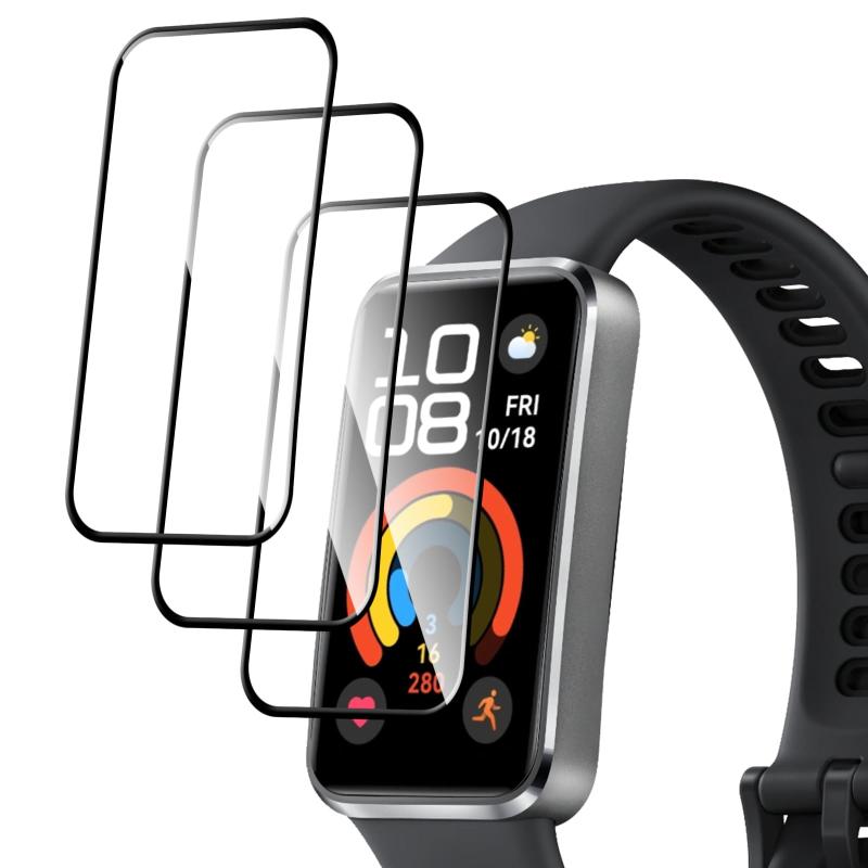 【3枚入り】For HUAWEI Band 10/Band 10 Aluminum Edition フィルム PMMA素材採用 全面保護 衝撃吸収 保護フィルム 透過率99％ 軽量 高タッチ感 超薄 弾力性 柔軟性 気泡防止 撥水撥油 指紋...