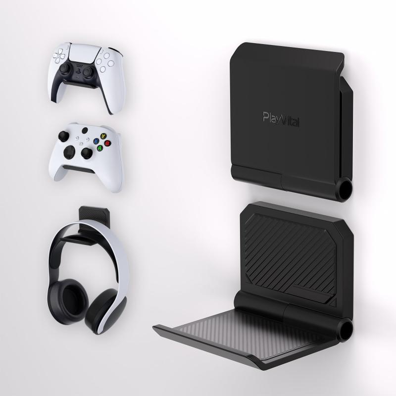 PlayVital FOLD ps5/ps4コントローラー用ウォールマウントスタンド、Xboxシリーズ X/S、Switch Pro 用折りたたみ式ウォールスタンド、ゲーミングヘッドセットスタンド、Xboxワイヤレスヘッドセットやゲームコン...