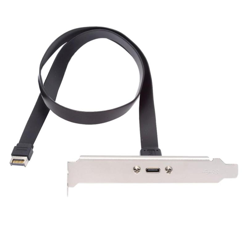 cablecc 20Gbps USB 3.2 20ピン フロントパネルヘッダー Type-E IDC to USB-C Type-Cメス延長ケーブル パネルマウントネジ付きコネクタA:Type-Cメス、12cmの標準長PCIEパネル。コネク...