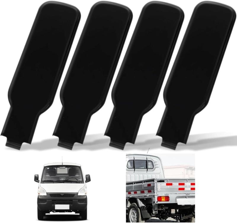 CMD 軽トラ ハイゼット向けトラック アオリ ハンドル カバー S500P S510P 4枚入り ドアハンドルカバー メッキ アオリカバー 取っ手 固定 レバー 外装パーツ ガーニッシュ (ブラック)【高品質素材】高品質ステンレス材質、4...